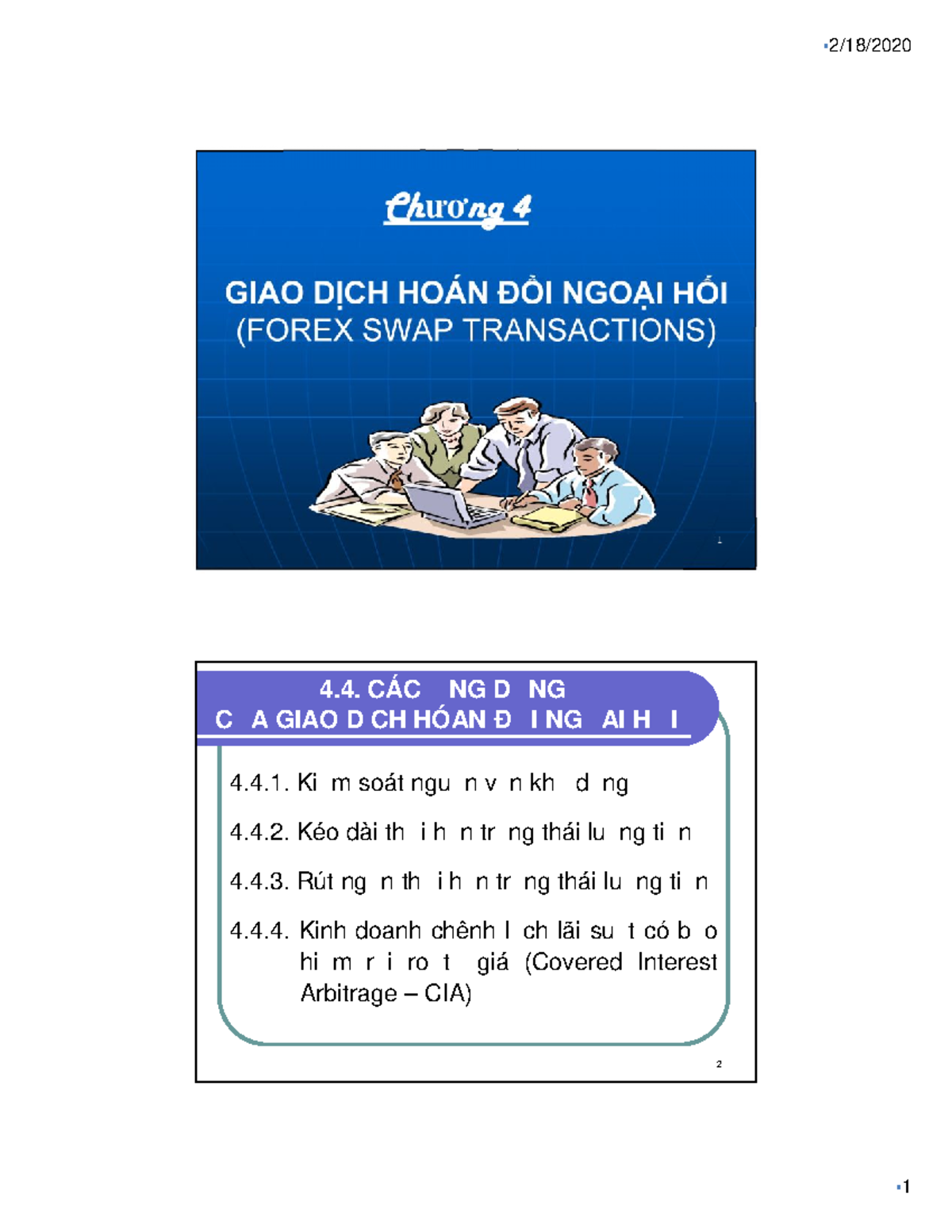 Chuong IV - Hoan doi - phan cuoi - 1 GIAO DỊCH HOÁN ĐỔI NGOẠI HỐI ...