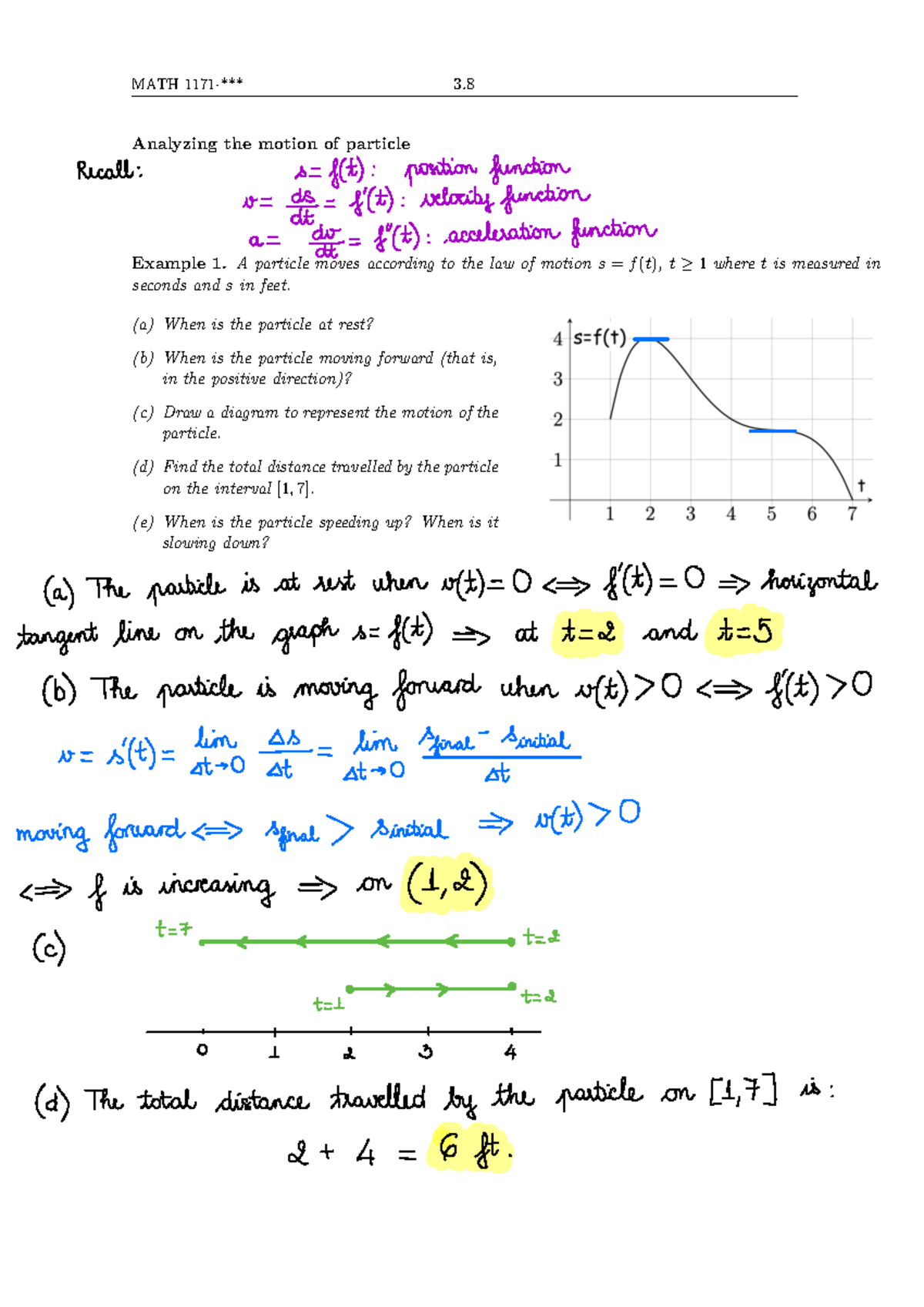 1171 2023-2 3 - Practice exam for 2024 - MATH 1171-*** 3. Analyzing the motion of particle ...