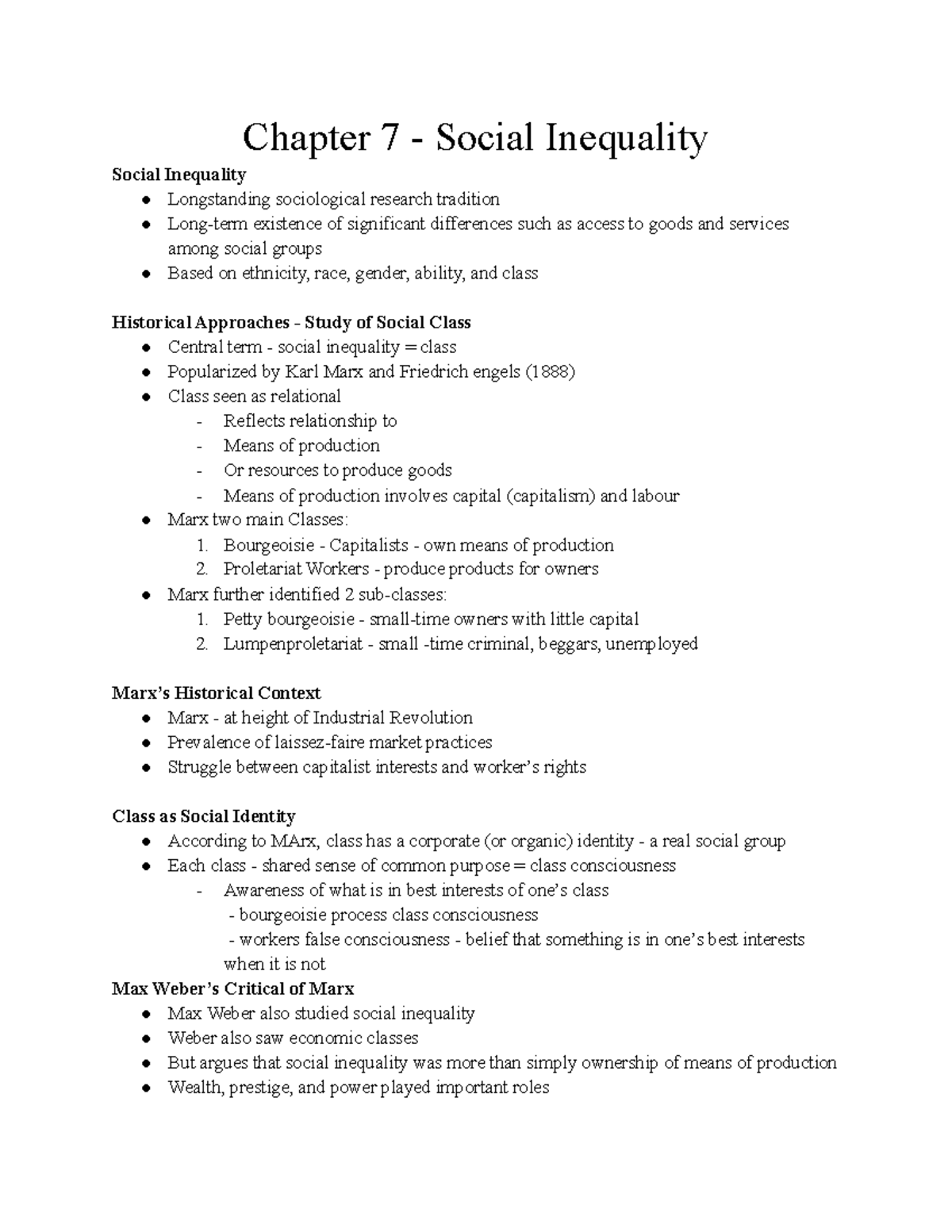 Chapter 7 - Social Inequality - SOCI-1015EG - Laurentian - Studocu