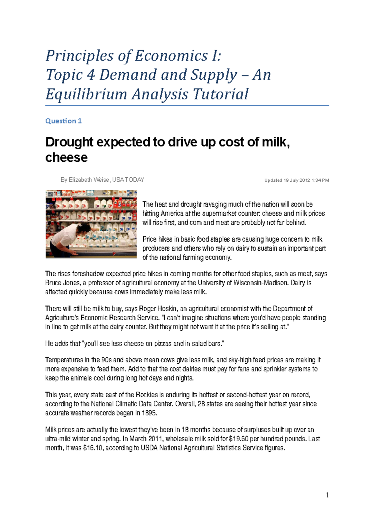 Topic 4 Demand and Supply - An equilibrium analysis - Principles of ...