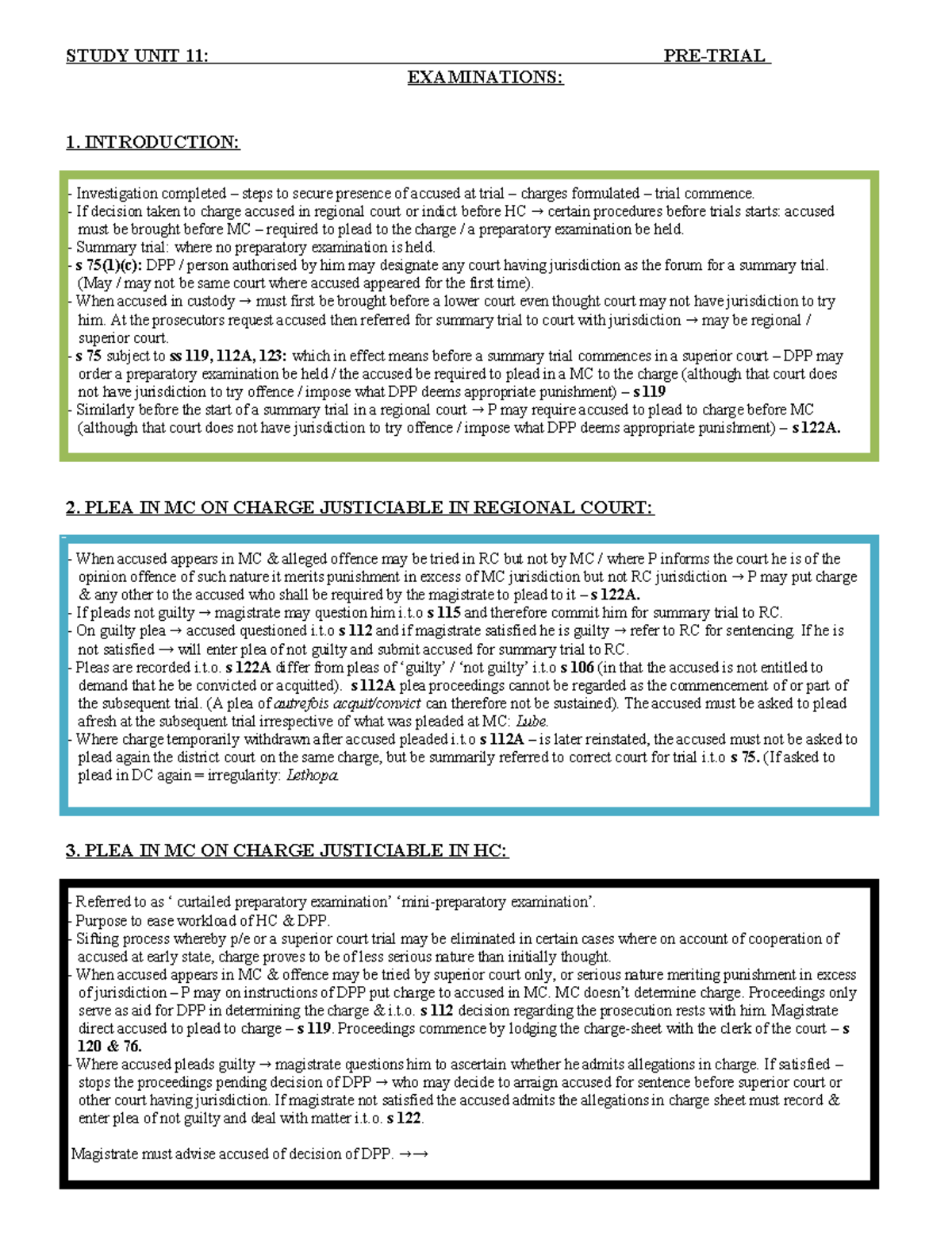CMP2601 11 Pre trial examinations - STUDY UNIT 11: PRE-TRIAL ...