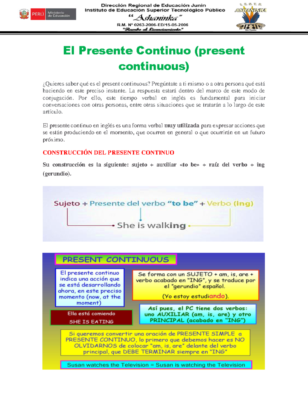 Clase 06 El Presente Continuo en ingles - El Presente Continuo (present ...