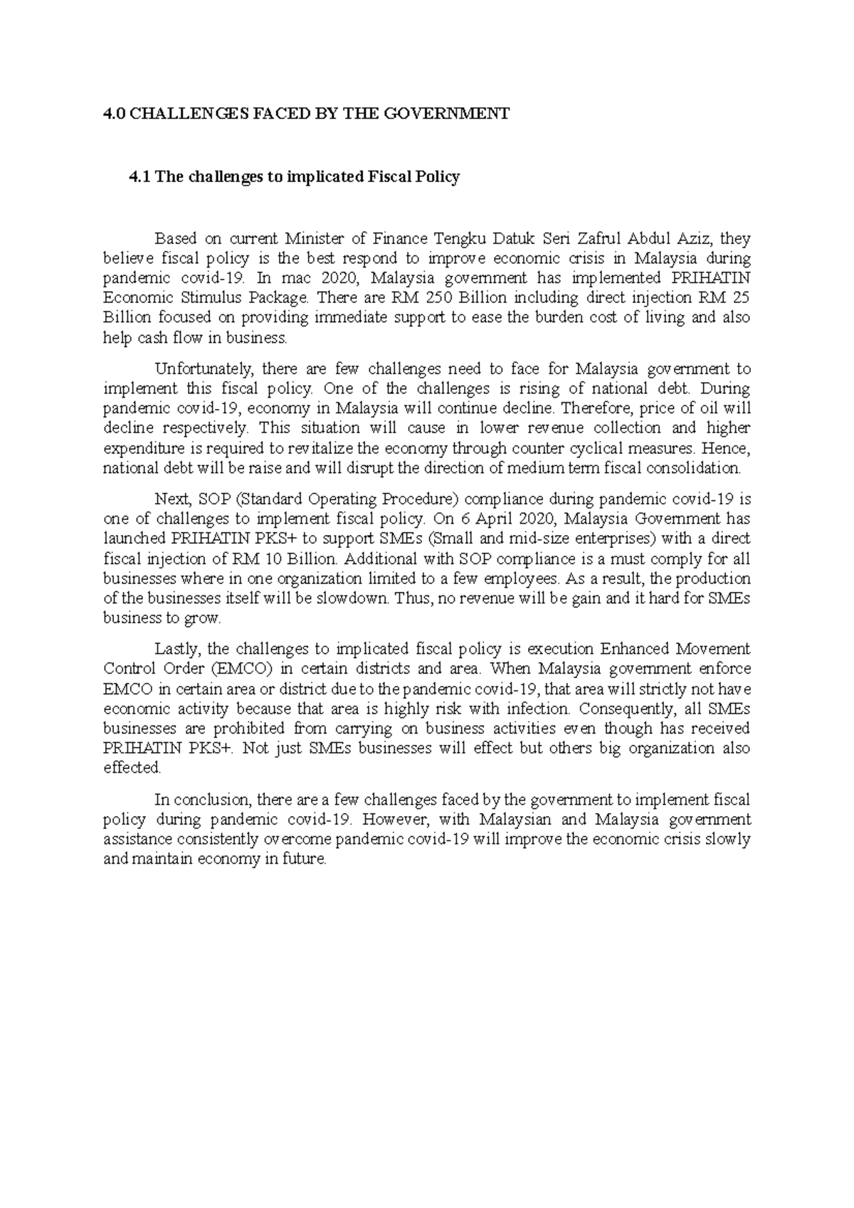 4.0 challenges faced by the government - Econometrics - UUM - Studocu