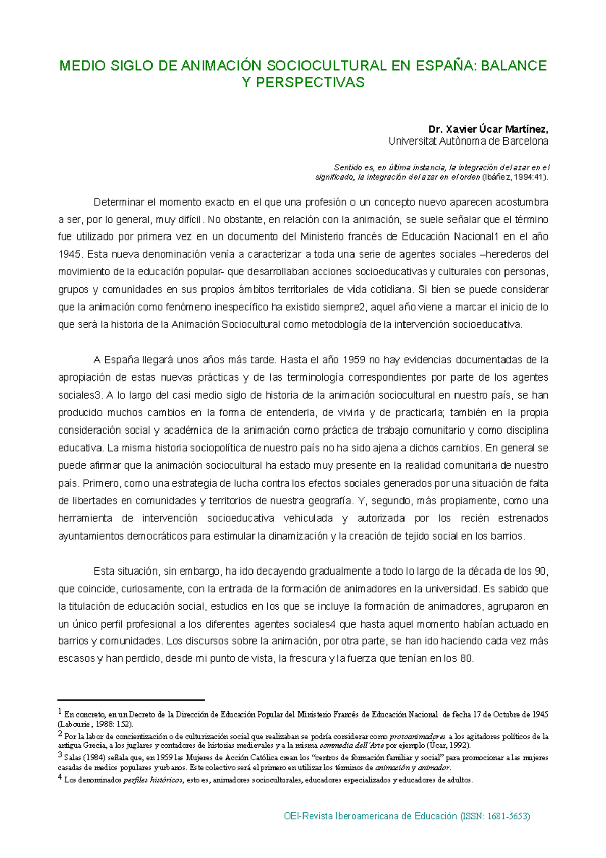 Ucar, X. (2002 ). Medio siglo de ASC en España - MEDIO SIGLO DE ...