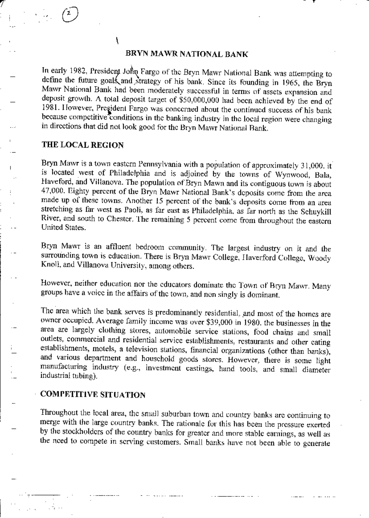 Bryn Mawr National Bank - Since its founding in 1965, the B-ryn Mawr ...