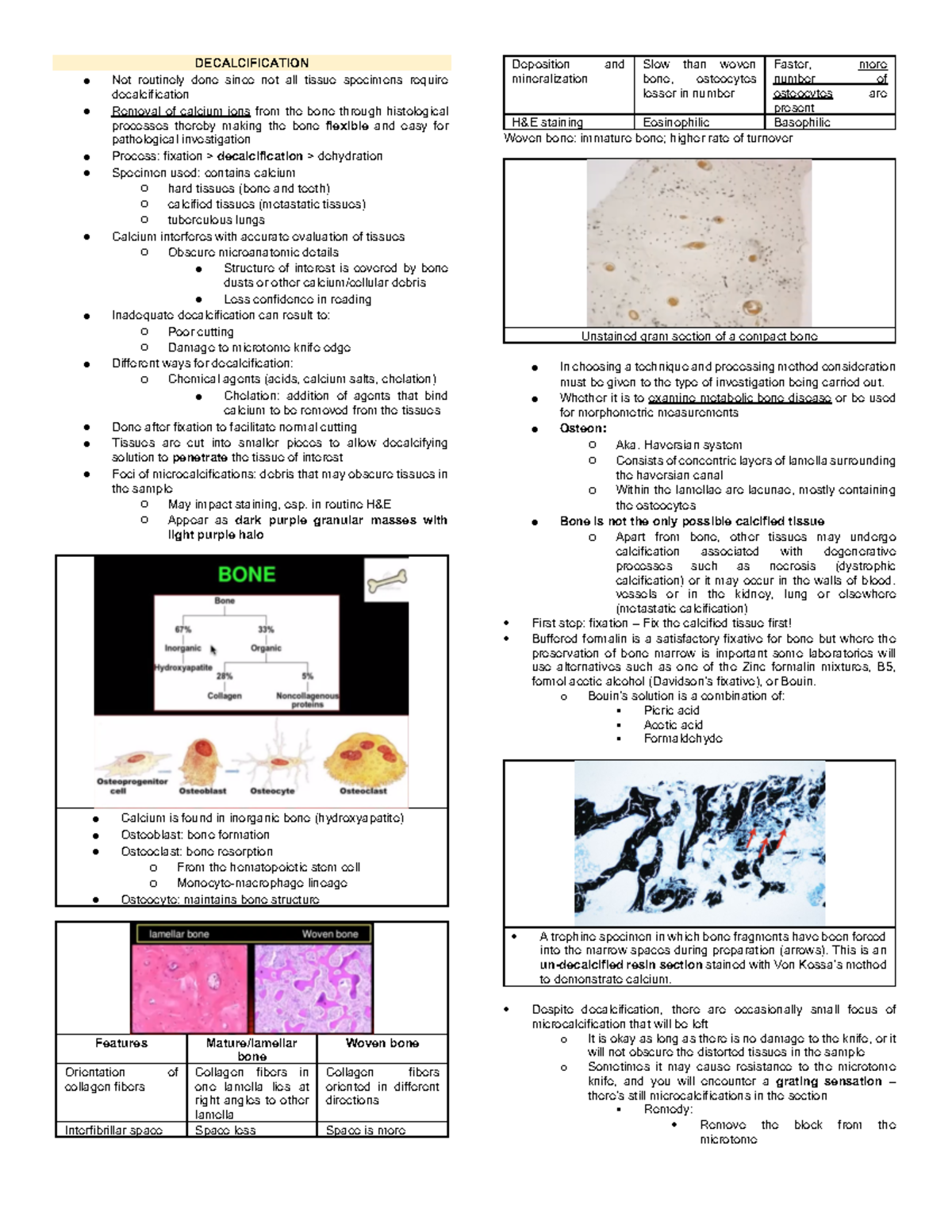 Decalcification - in routine H&E o Appear as dark purple granular ...
