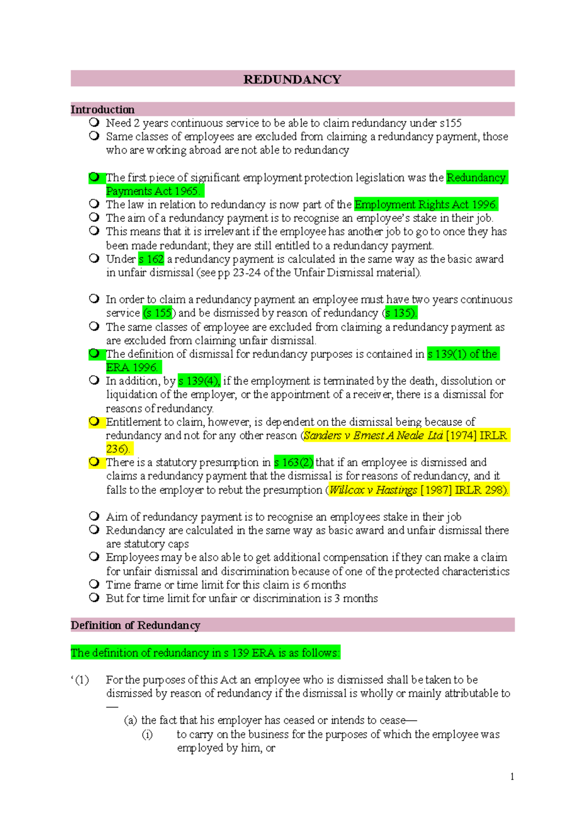 Redundancy - REDUNDANCY Introduction m Need 2 years continuous service ...