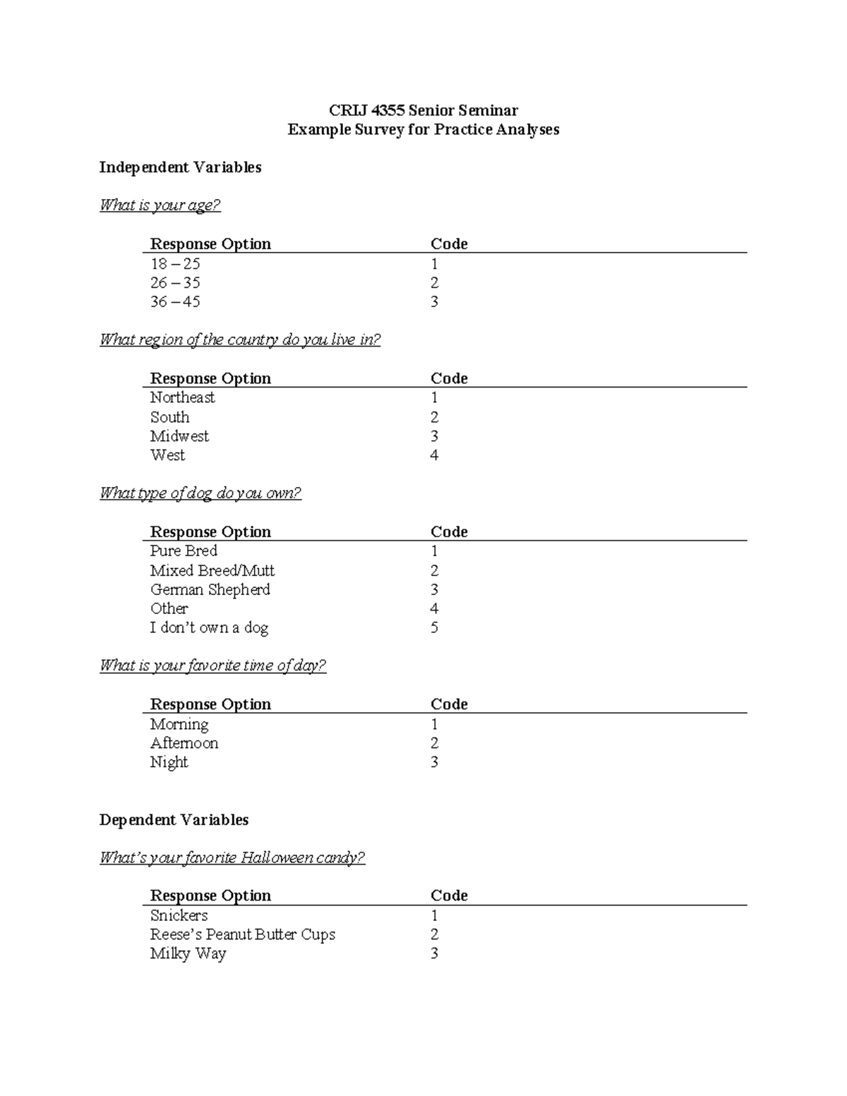 Data Analysis Example Survey Bivariates - CRIJ 4355 Senior Seminar ...