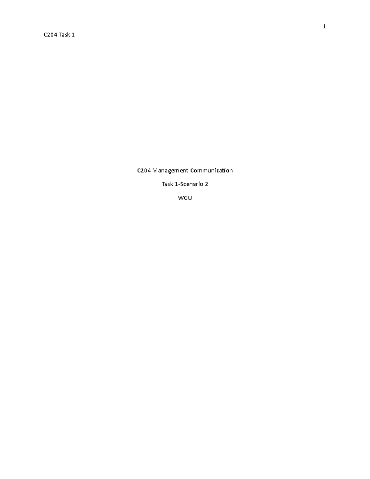 C204 Management Communication-Task1-passed - C204 - WGU - Studocu