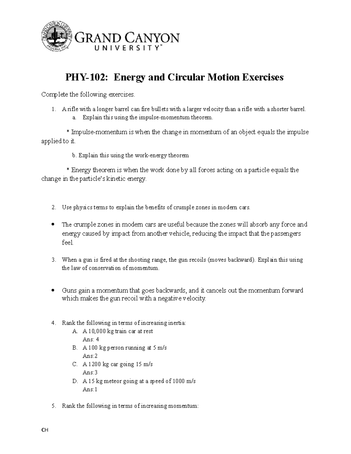 PHY 102 RS Energyand Circular Motion Exercises CH - PHY-102: Energy and Circular Motion ...