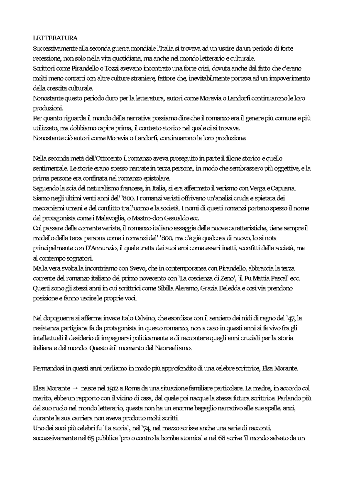 Tutta letteratura appunti sopiha - LETTERATURA Successivamente alla ...