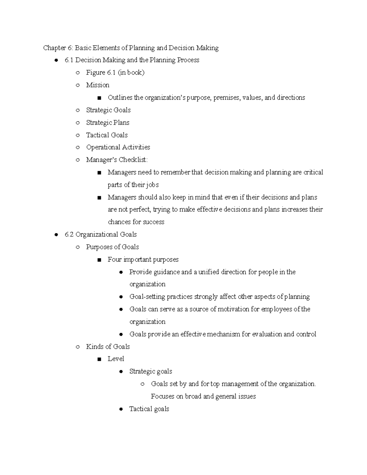 Mgmt ch 6 - Asynchronous Liz Laxton - Chapter 6: Basic Elements of Planning and Decision Making ...