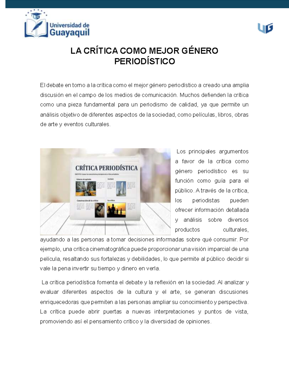 LA Crítica COMO Mejor Género Periodístico - LA CRÍTICA COMO MEJOR ...