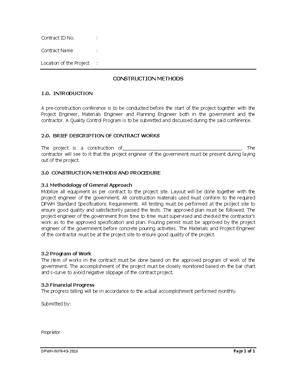 369241375 Sample Construction Method - Contract ID No. : Location of ...