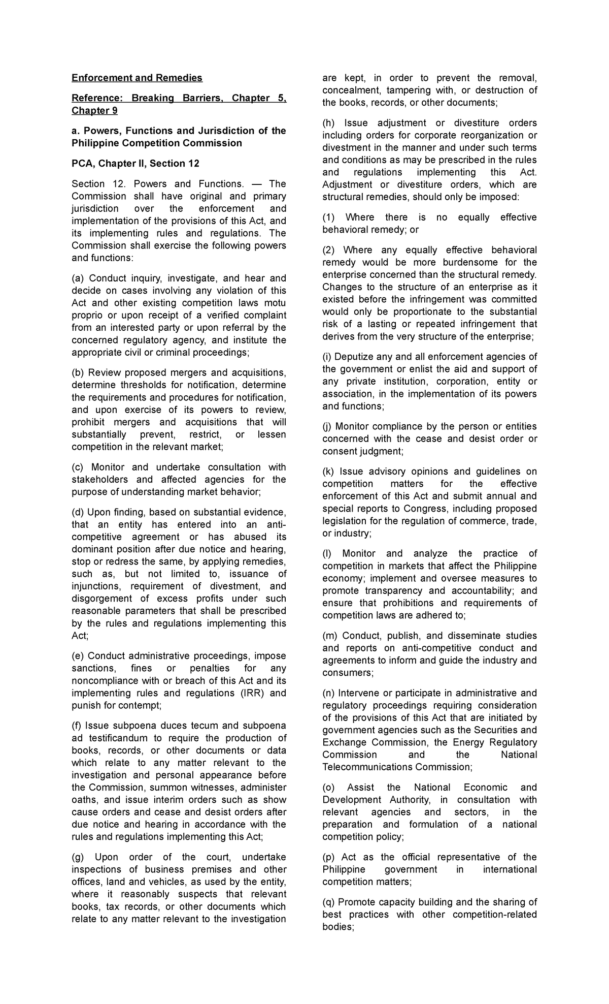 Session 5 - December 13 Compilation - Enforcement and Remedies ...