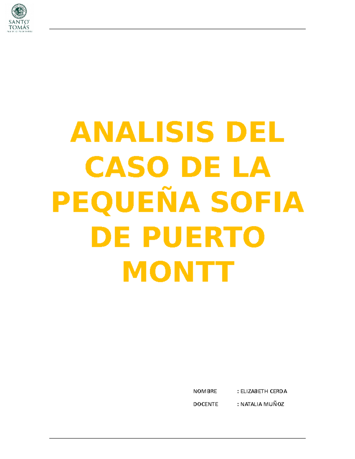 Analisis DEL CASO DE LA Pequeña Sofia DE Puerto Montt - ANALISIS DEL CASO DE LA PEQUEÑA SOFIA DE ...