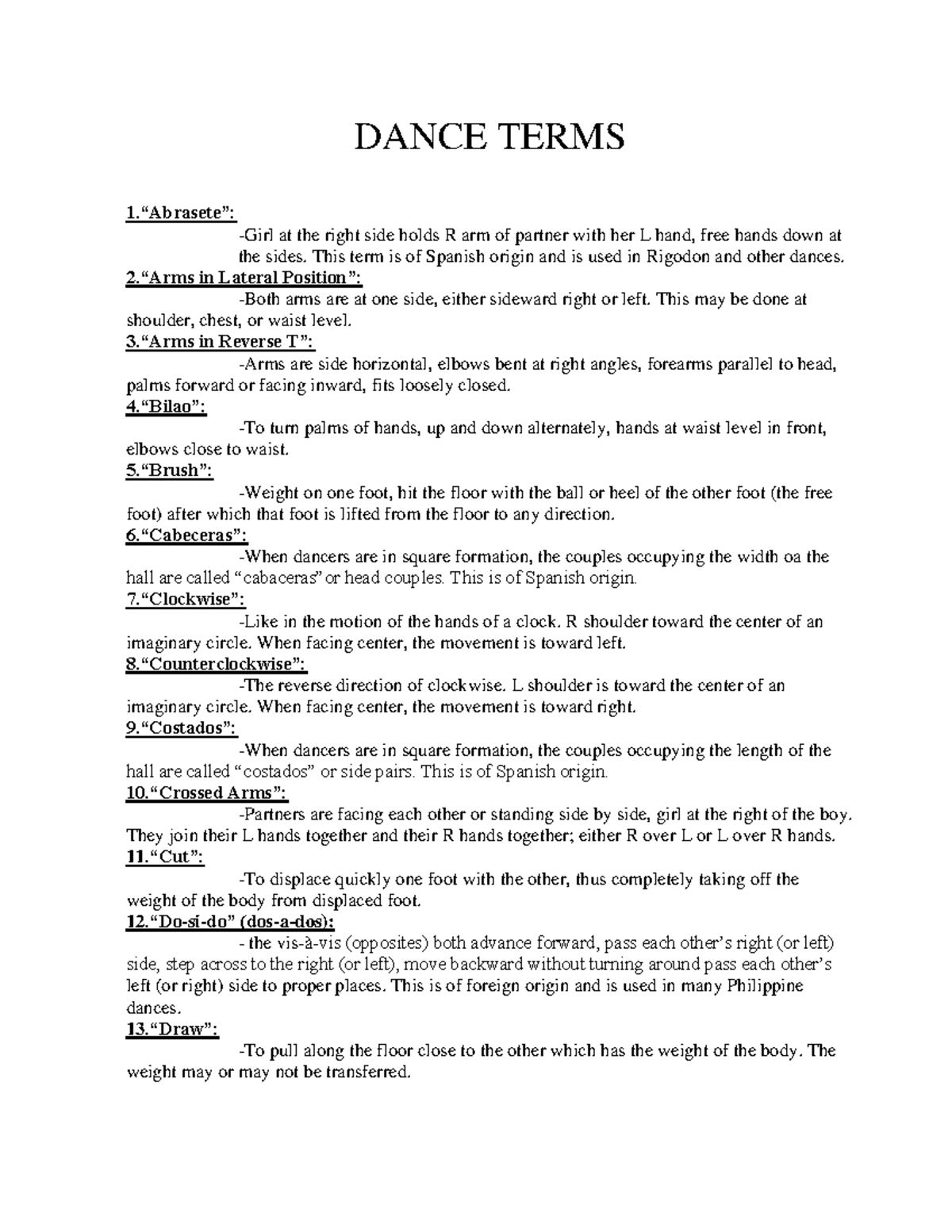 Folk-Dance Basic-TERM and Steps - DANCE TERMS 1.“Abrasete”: - Girl at ...