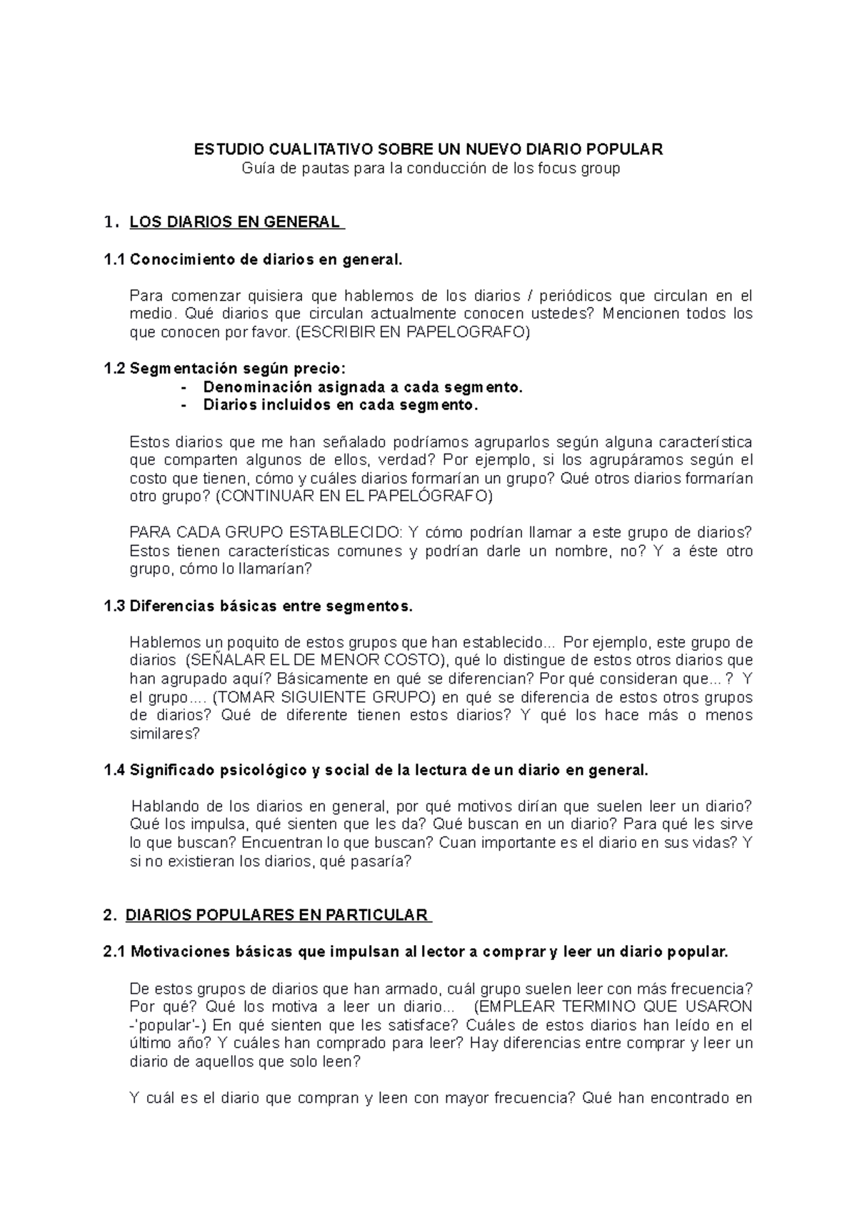 Modelo de Guía de discusión para dinámicas de grupo - ESTUDIO ...