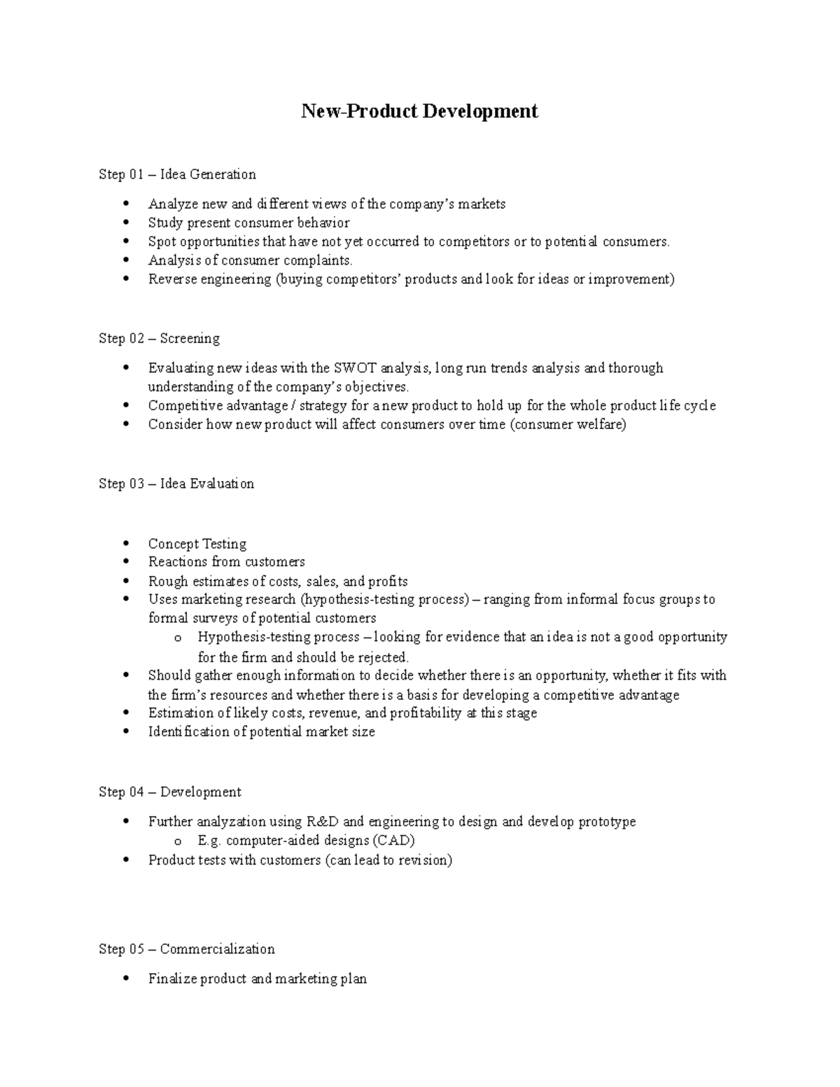 New-Product Development Notes - New-Product Development Step 01 – Idea ...
