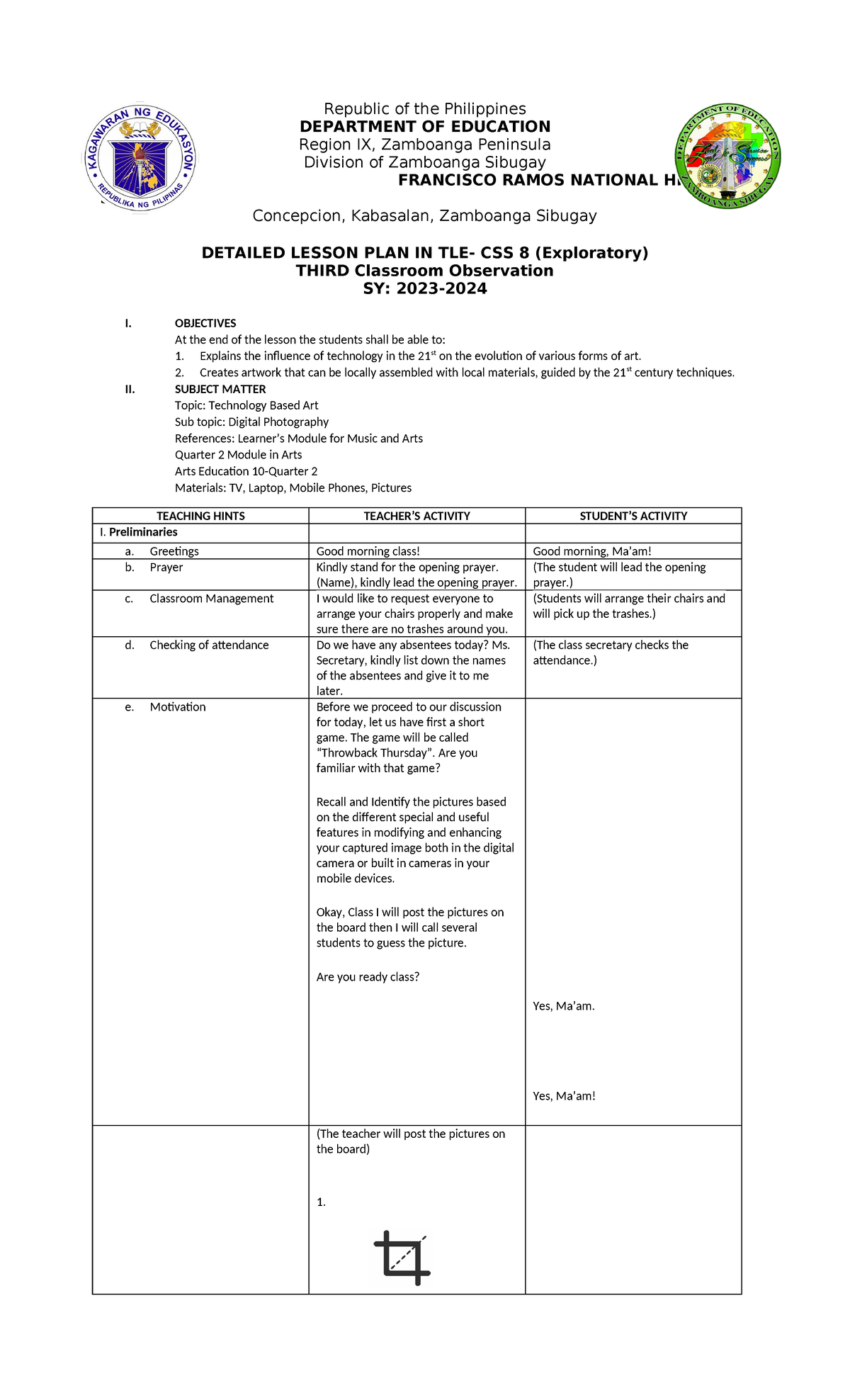 Lesson-plan-JHS - thanks - Republic of the Philippines DEPARTMENT OF ...