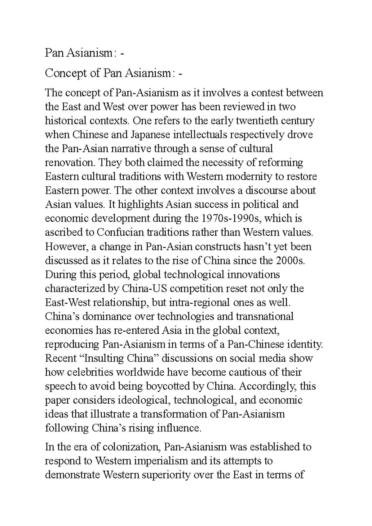 Pan Asianism - One refers to the early twentieth century when Chinese ...