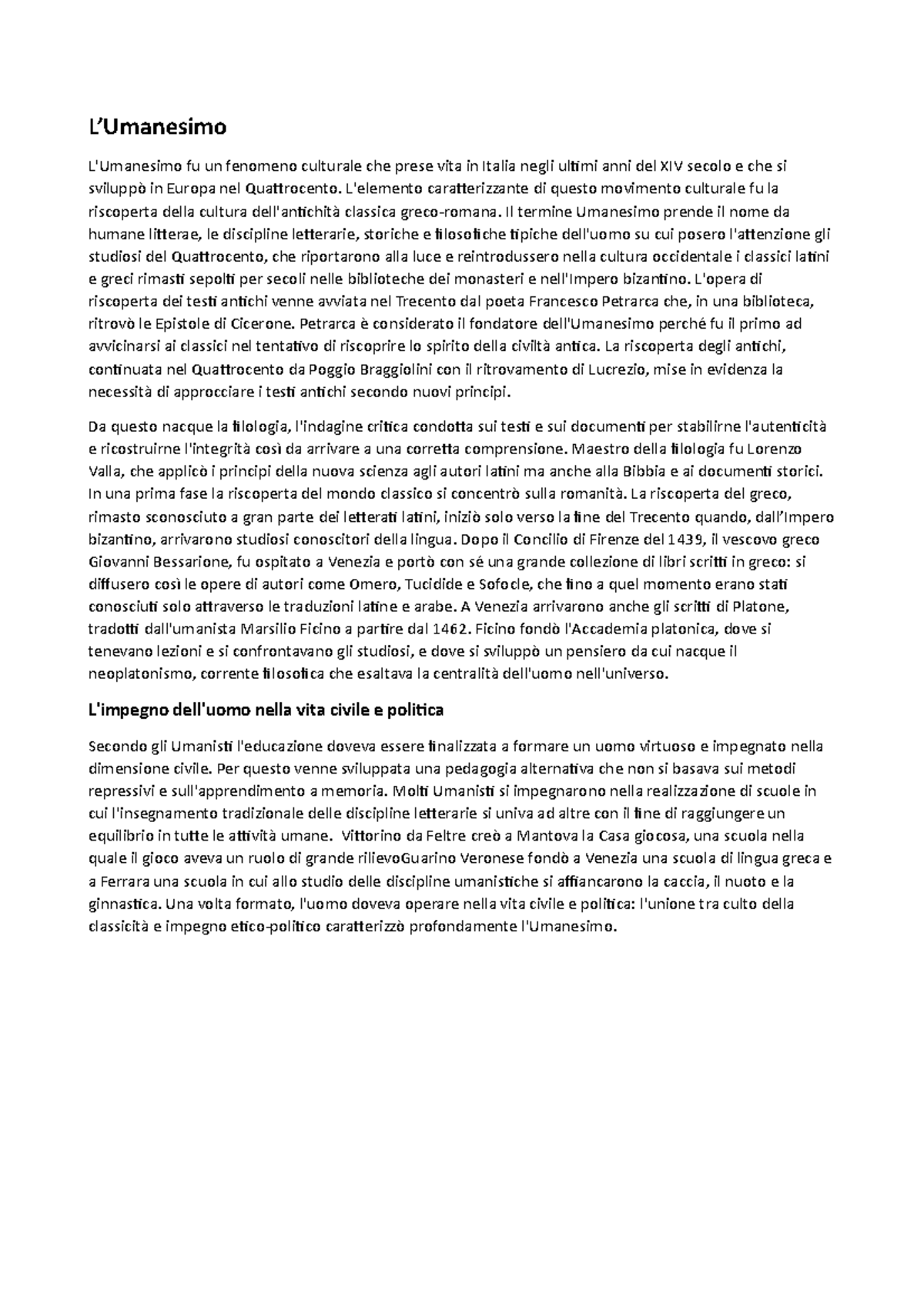 Umanesimo - L’Umanesimo L'Umanesimo fu un fenomeno culturale che prese ...