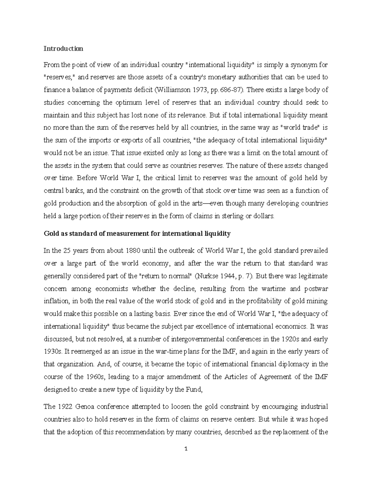 ROLE OF SPECIAL DRAWING RIGHTS (SDR) AND LIQUIDITY IN INTERNATIONAL ...