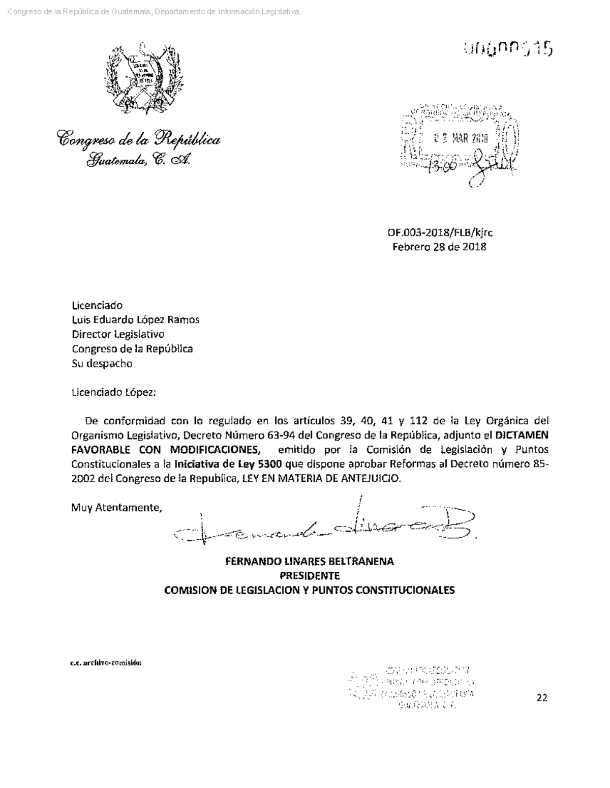 1520285247 Dictamen Favorable 5300 - Licenciado Luis Eduardo López Ramos Director Legislativo ...