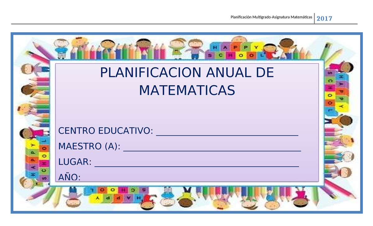 Planificacion Multigrado Terminada - 2017 PLANIFICACION ANUAL DE ...