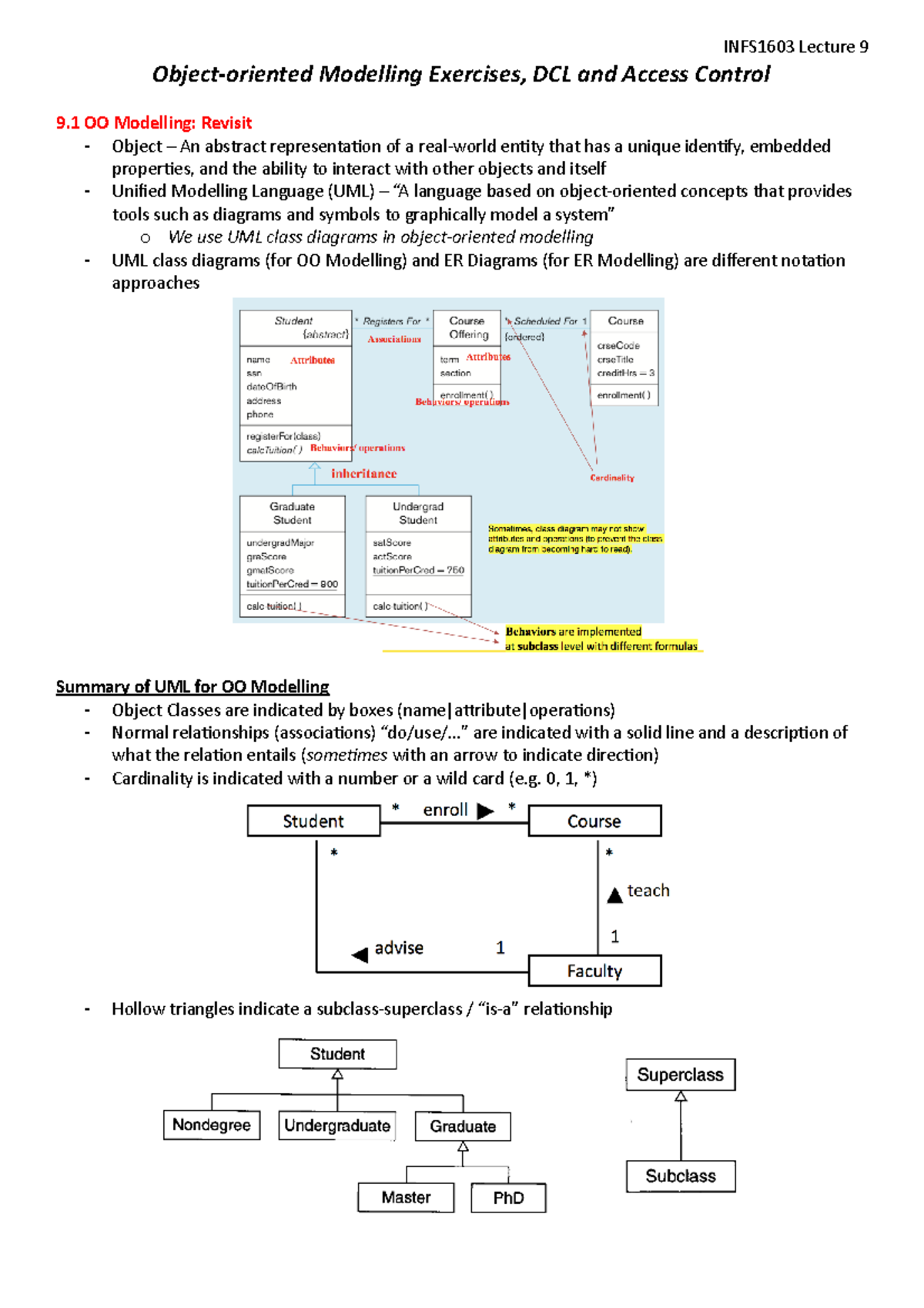 Lecture 9 Oom Modelling Ex Dcl Object Oriented Modelling Exercises 9521