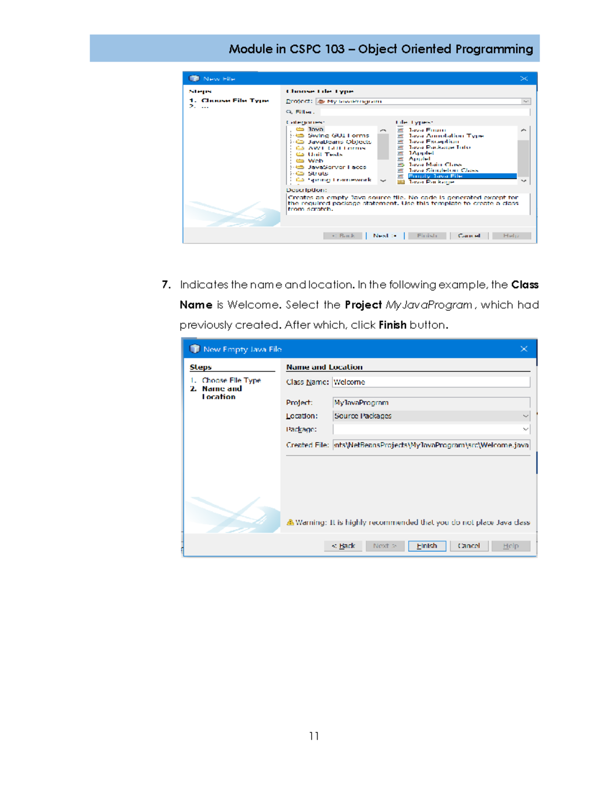 Lesson 13 - 7. Indicates the name and location. In the following ...