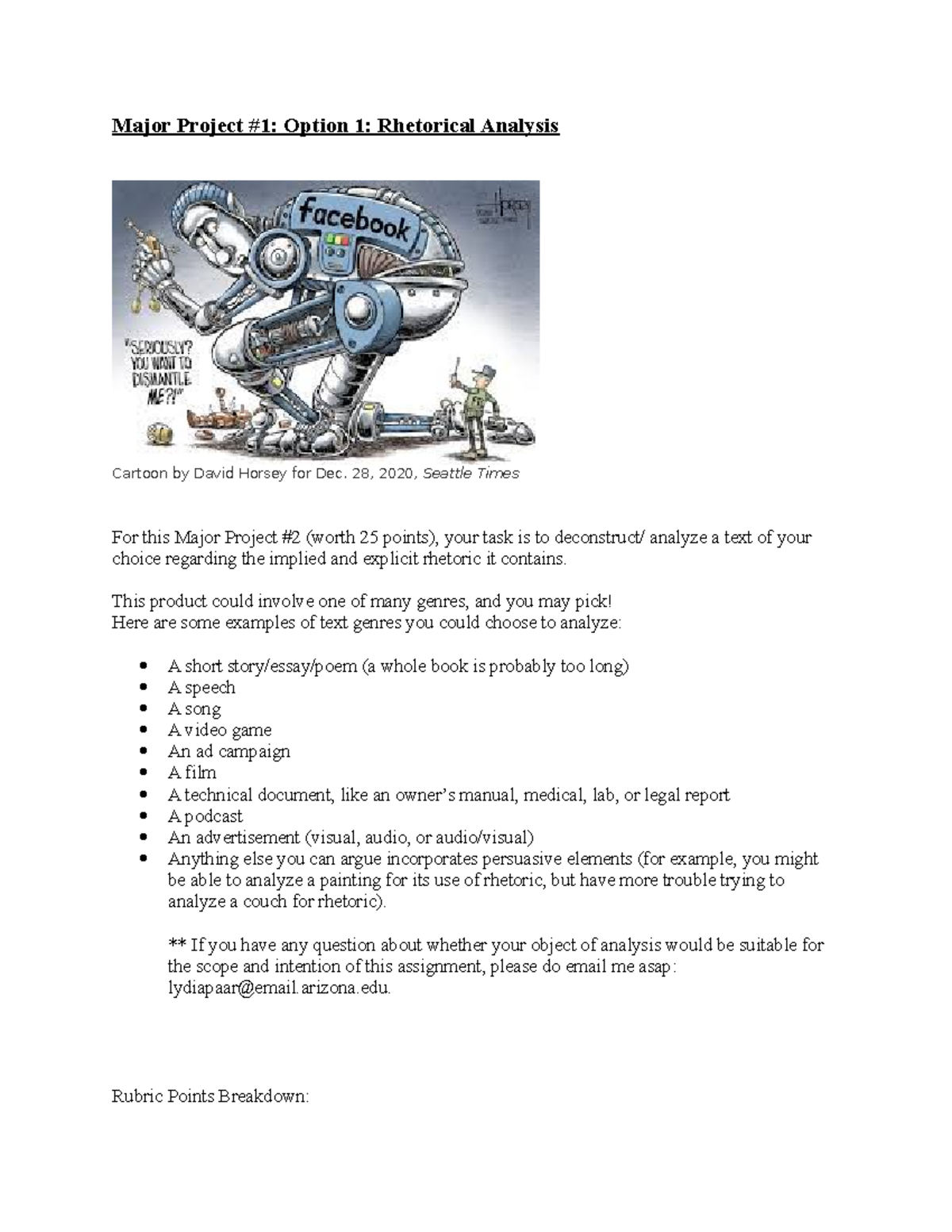 109H, MP1-Rhetorical Analysis - Major Project #1: Option 1: Rhetorical ...