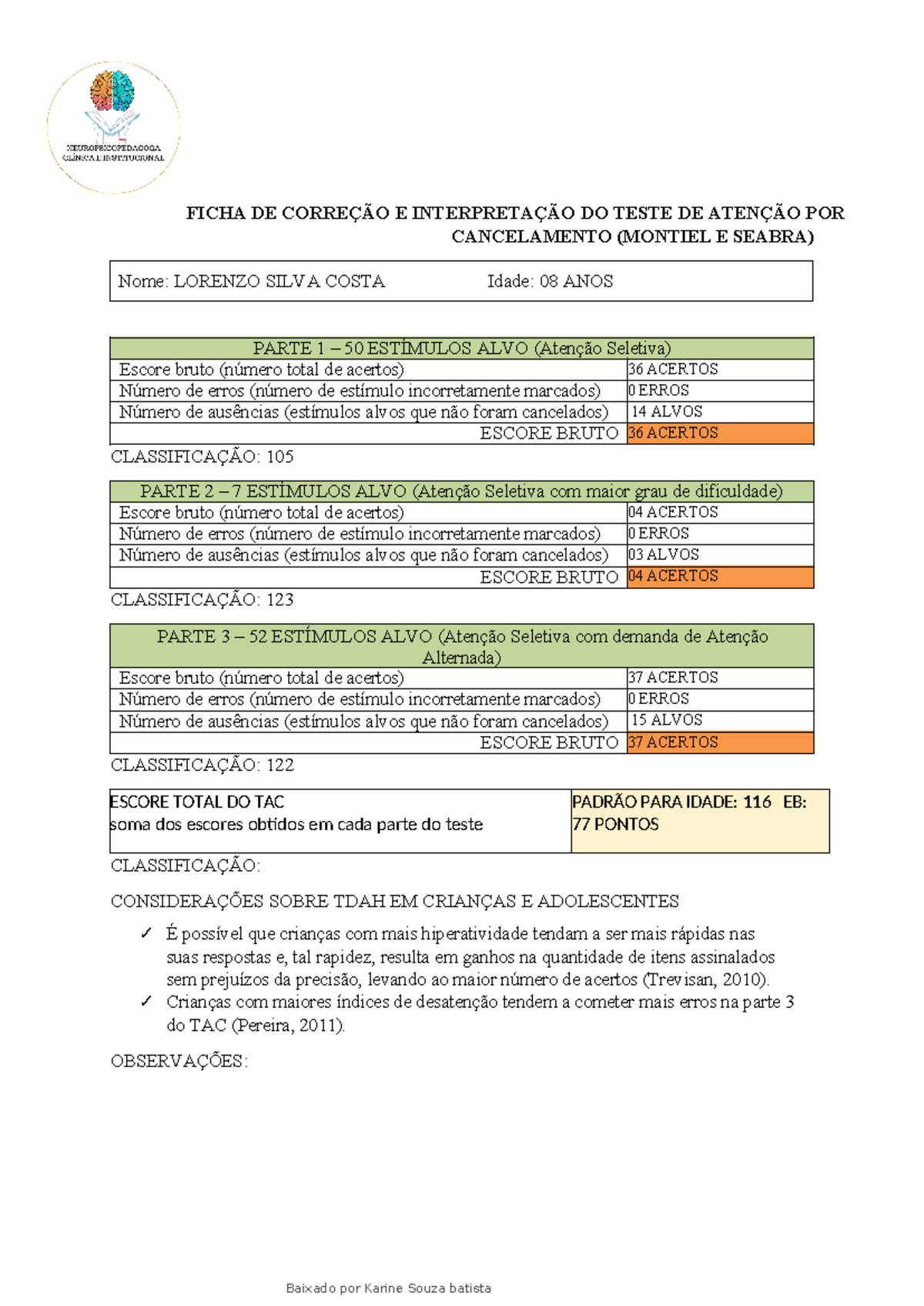 Ficha-de-correcao-e-interpretacao-do-TAC word - Nome: LORENZO SILVA ...