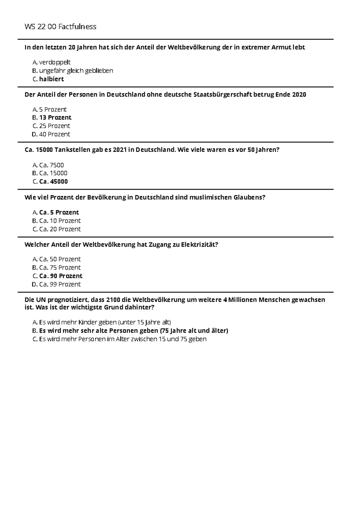 00 Quiz Factfulness - yyy - WS 22 00 Factfulness In den letzten 20 ...