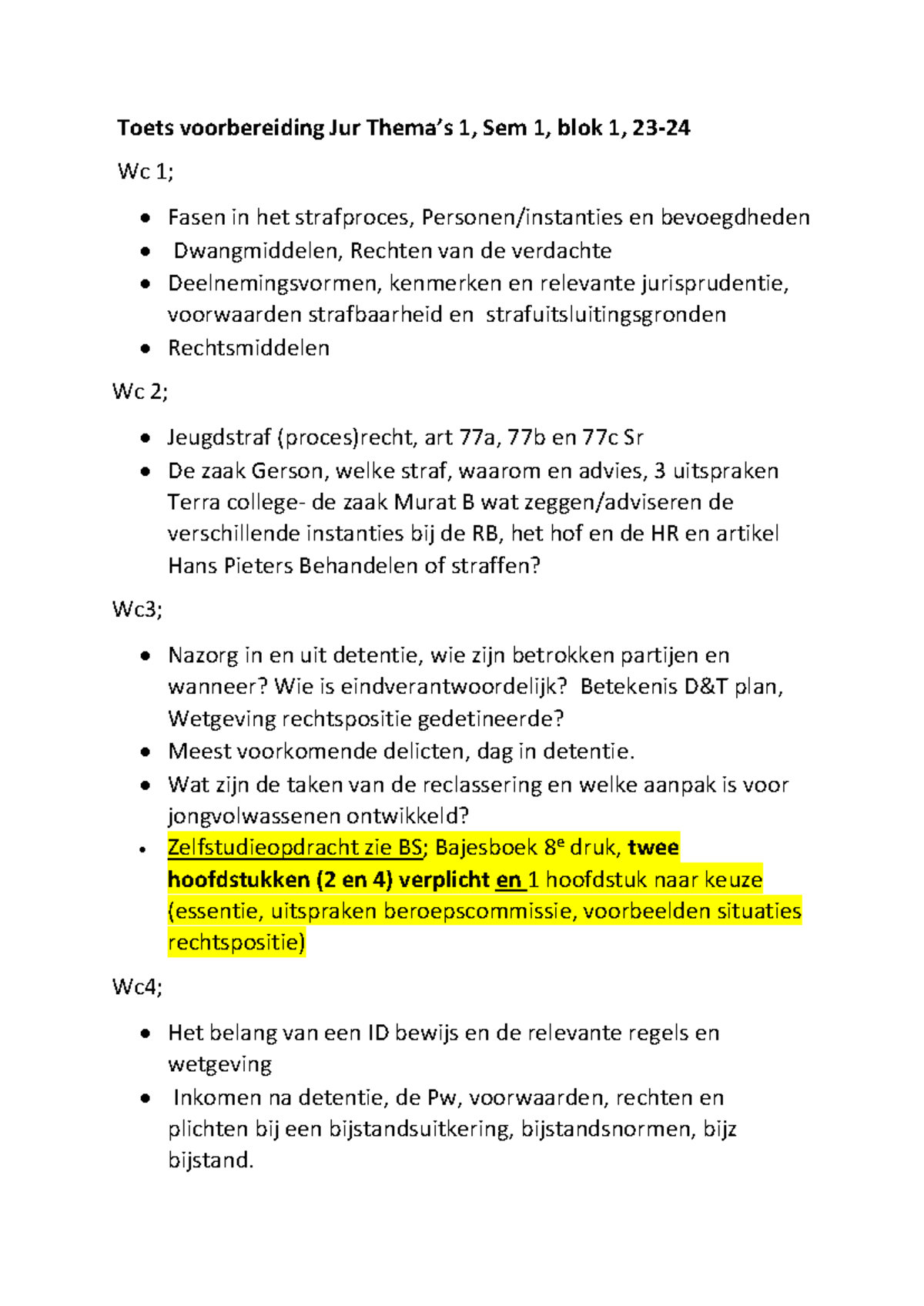 Toets voorbereiding Jur Thema 1 - Wat zijn de taken van de reclassering ...
