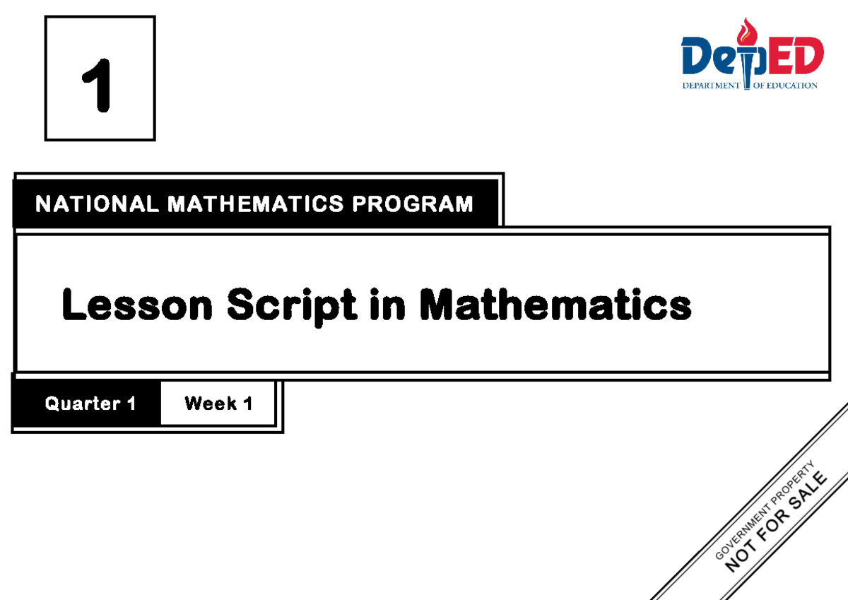 CO-2024-LS-G1-NMP Q1 W1 - 1 Quarter 1 Week 1 NATIONAL MATHEMATICS ...