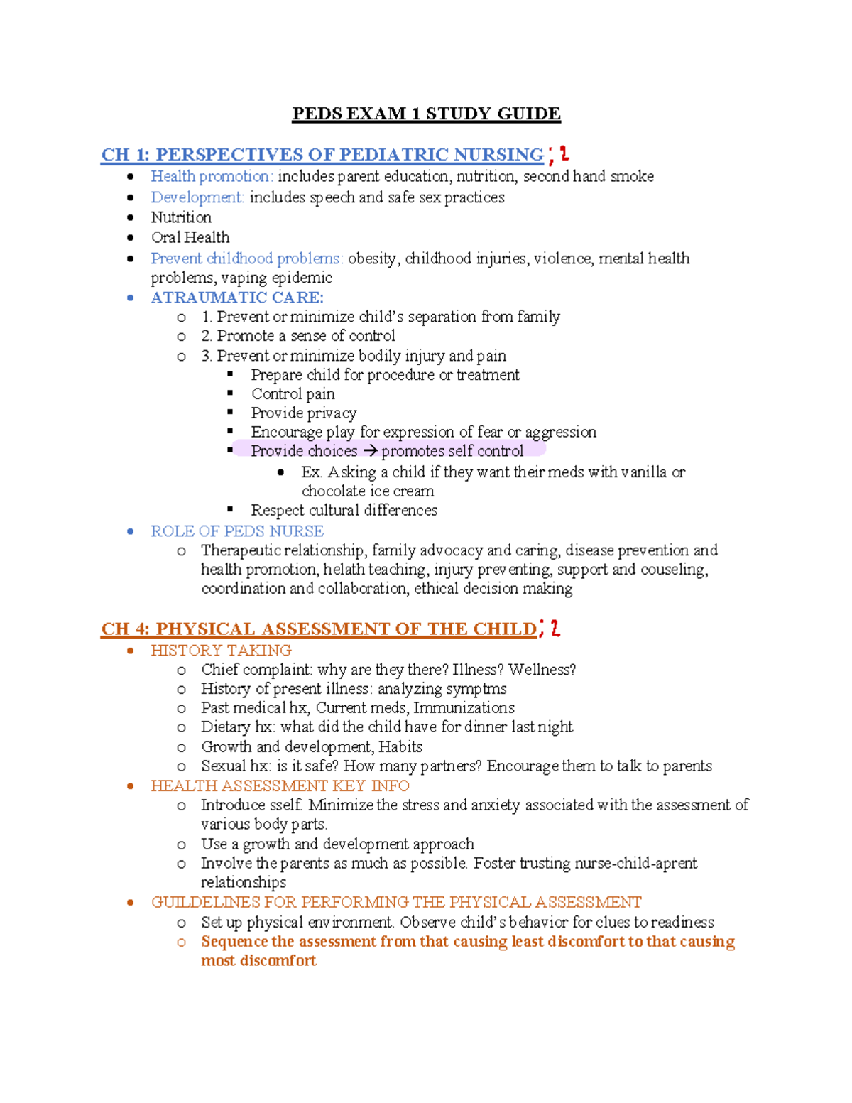 PEDS EXAM 1 study guide - PEDS EXAM 1 STUDY GUIDE CH 1: PERSPECTIVES OF ...
