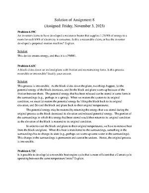 Assignment 7 Sol - Assignment #7 Solution Assigned: Friday, October 27, 202 3 This assignment is ...