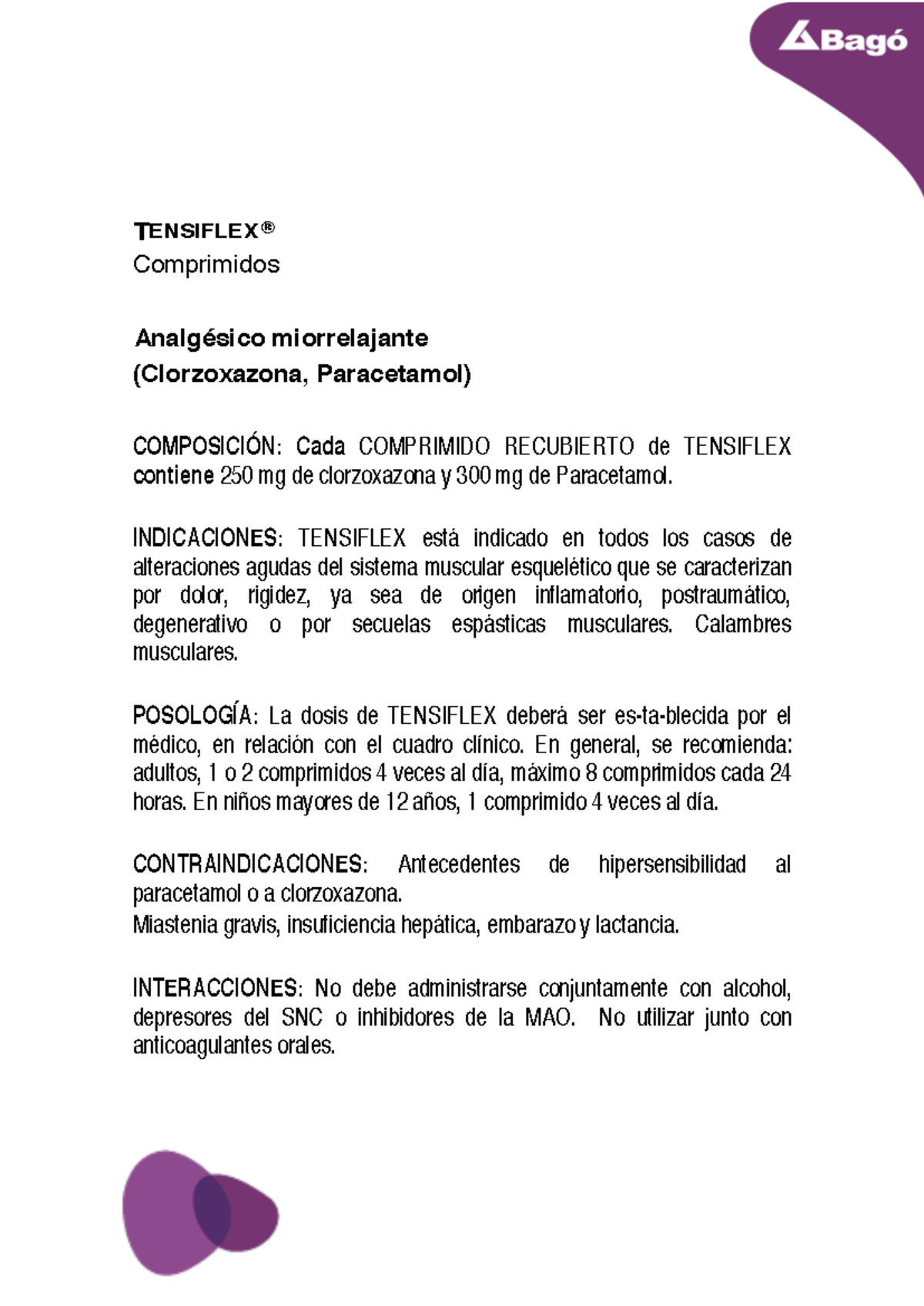 Tensiflex-1 - Medicina - TENSIFLEX ® Comprimidos Analgésico ...