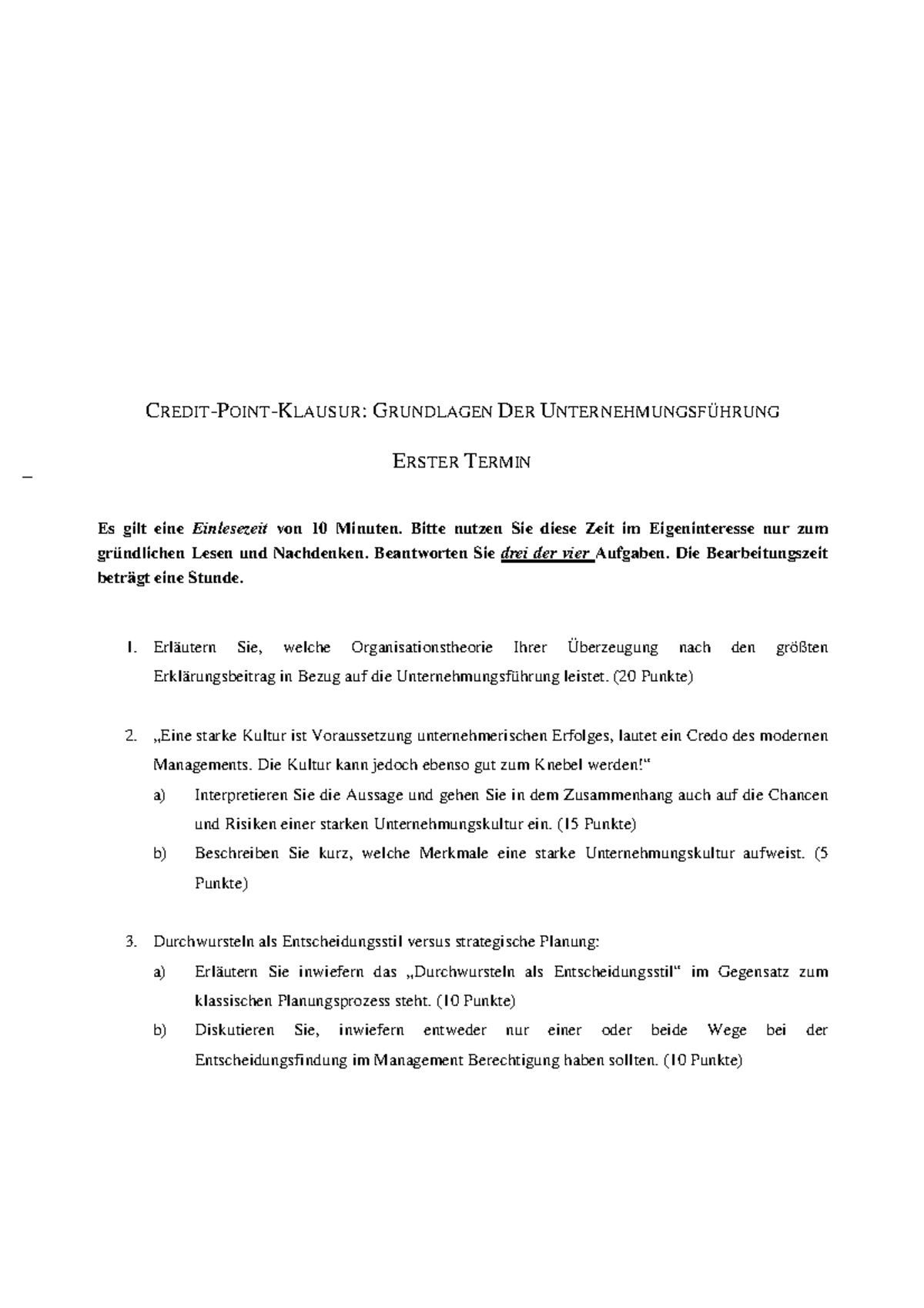 Klausur Sommersemester 2017, Fragen - Fakultät für Wirtschaftswissenschaften Lehrstuhl für - Studocu