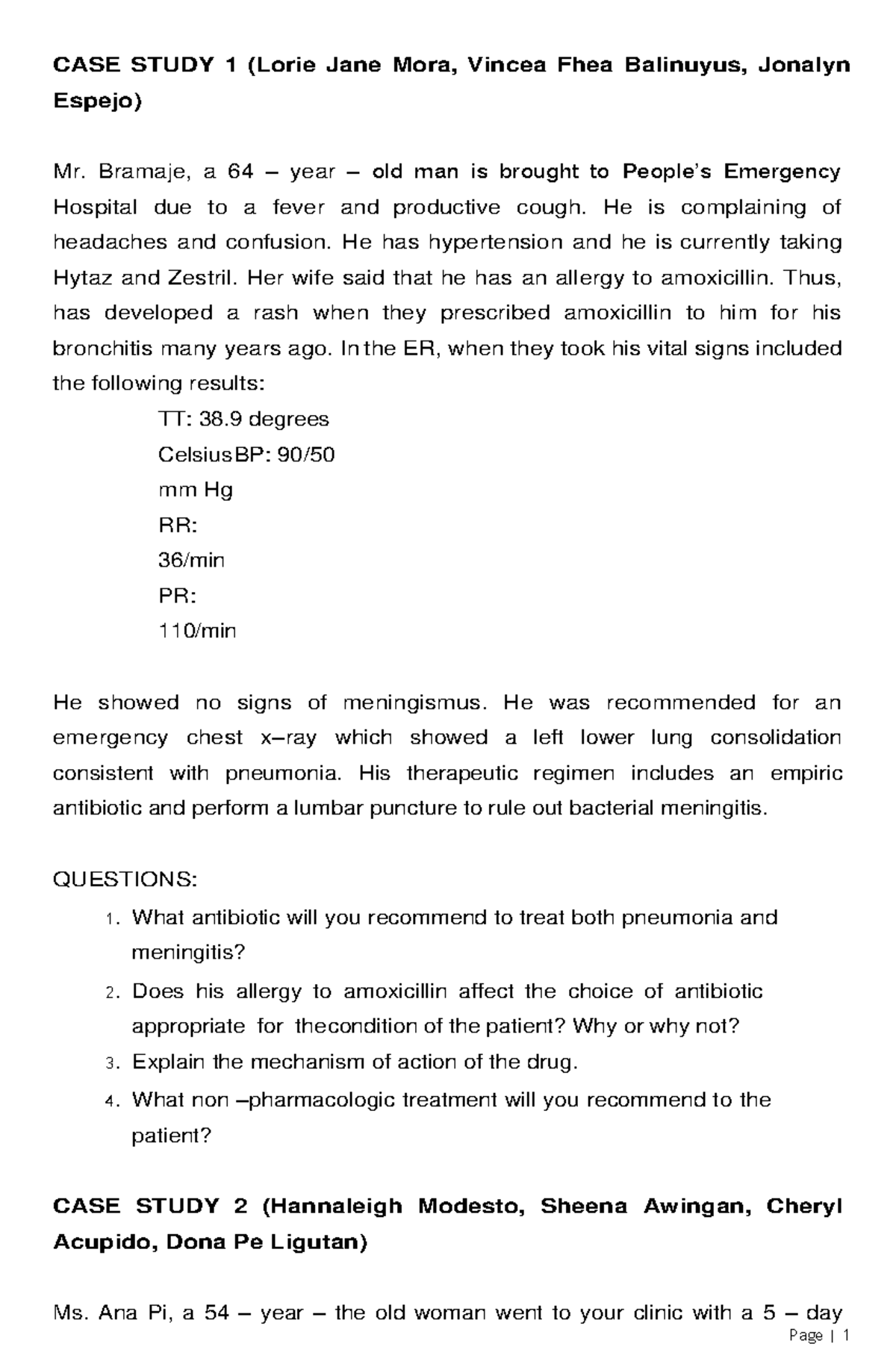 Case Study on Foot Infection for Diabetic Patient - CASE STUDY 1 (Lorie ...