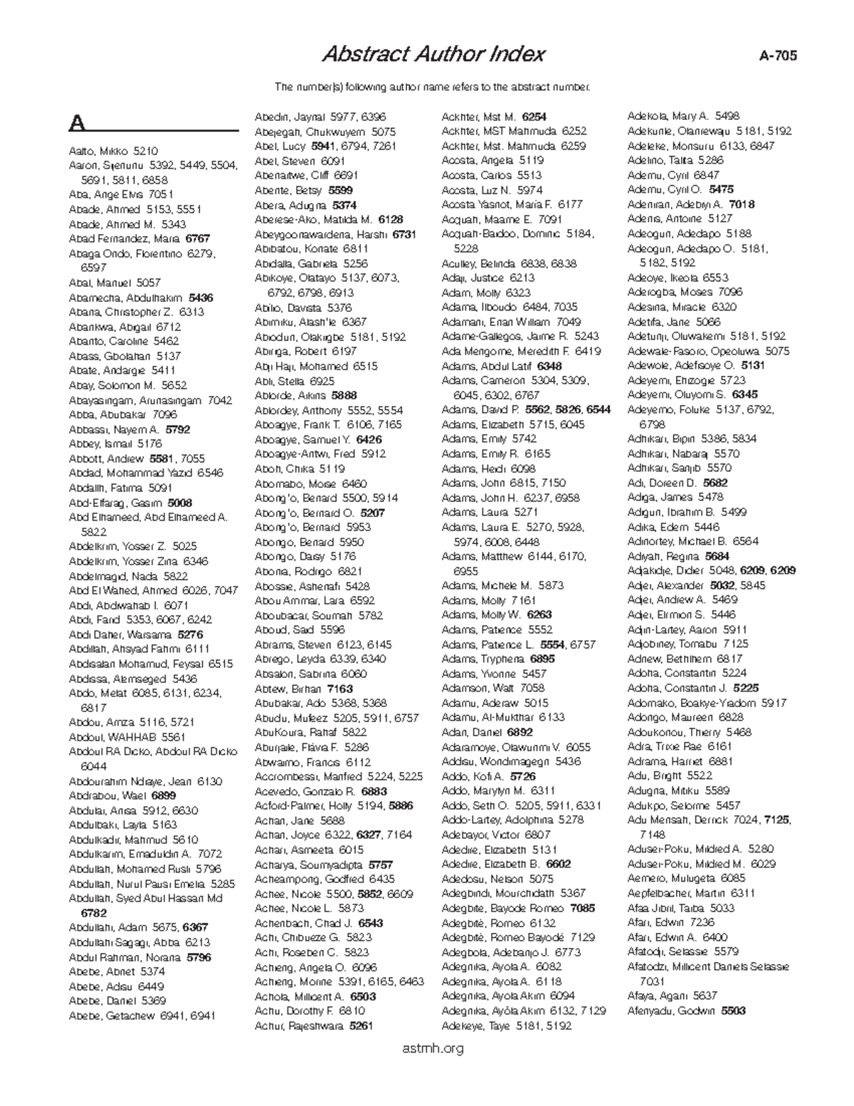 Astmh 2023 Abstract Book Author Index - The number(s) following author ...