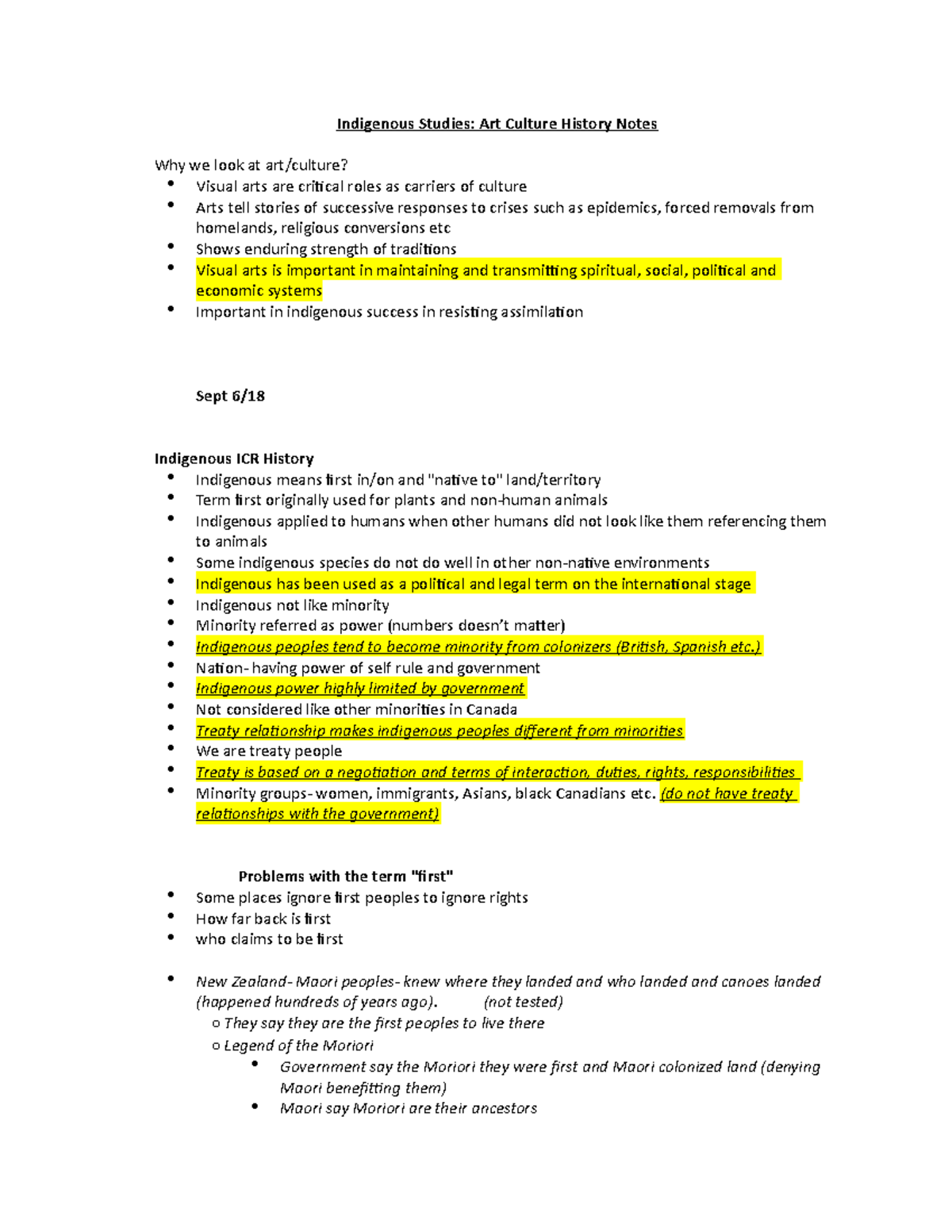 Indigenous Studies Art Culture History Notes - ) Nation- having power ...