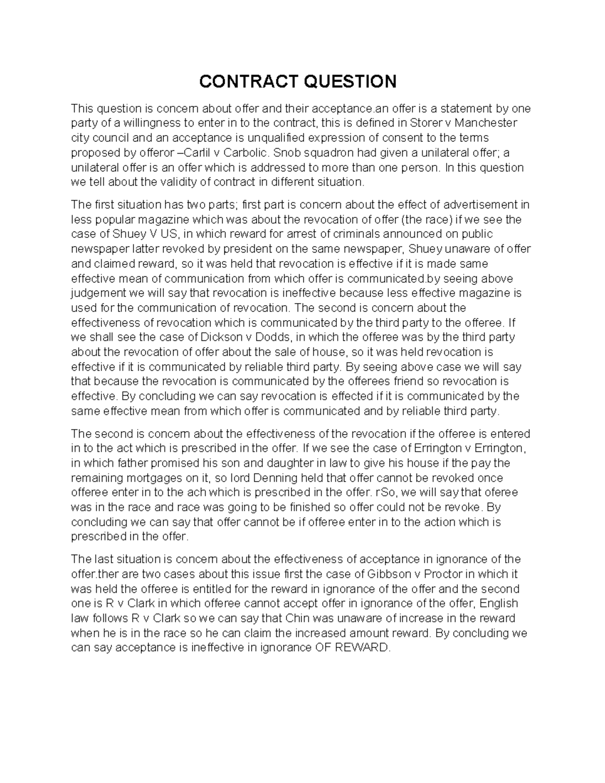 Contract Question - helpful - CONTRACT QUESTION This question is ...