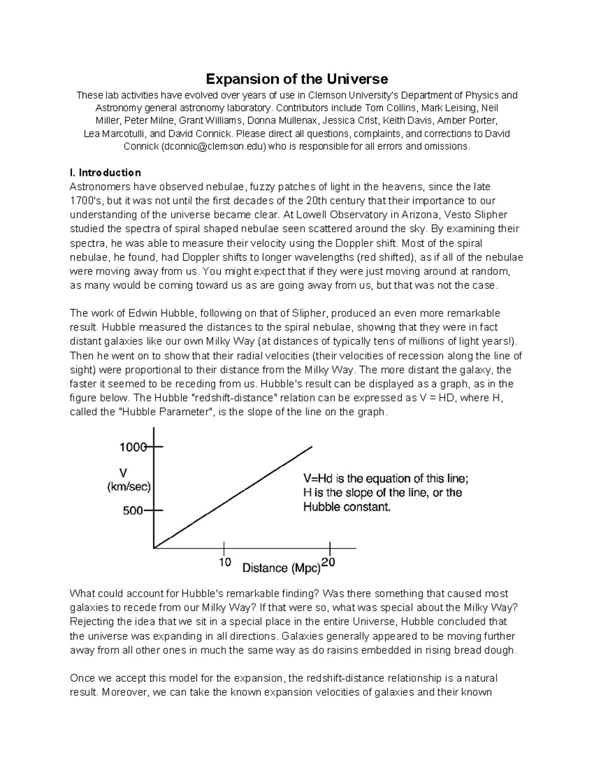 Expansion of the Universe Instructions - Expansion of the Universe ...