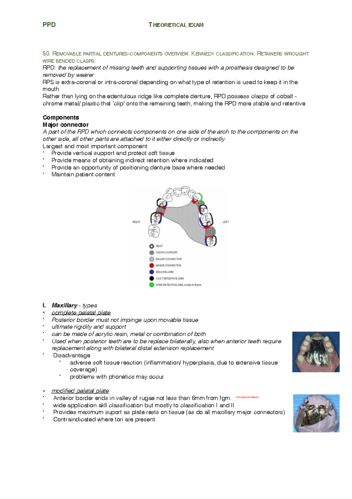 PPD essays | Topics 50 - 63 - 50. REMOVABLE PARTIAL DENTURES-COMPONENTS ...