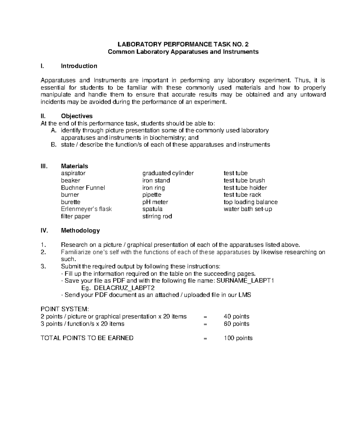Biochemistry Laboratory- Performance-TASK-NO - LABORATORY PERFORMANCE ...