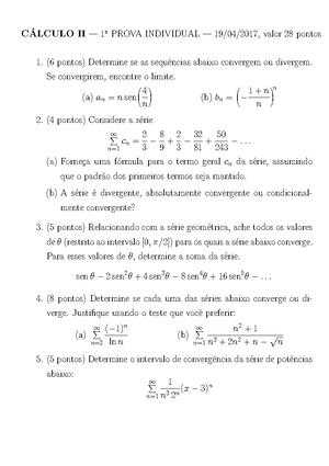 Exercícios de cálculo 2 - Cálculo 2 - Exercícios Questão 01 – Questão 2 ...