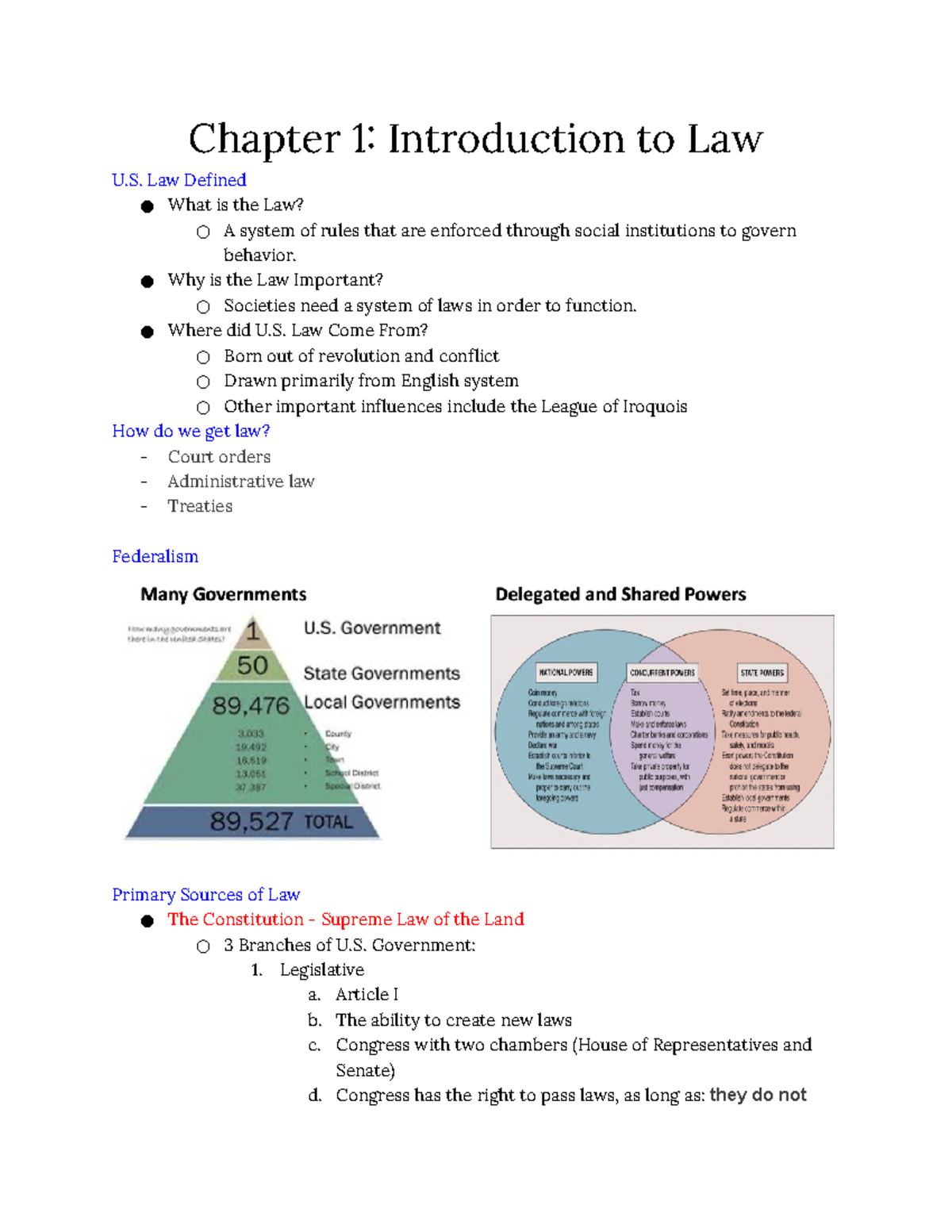 LA245 slide notes - Chapter 1: Introduction to Law U. Law Defined What ...