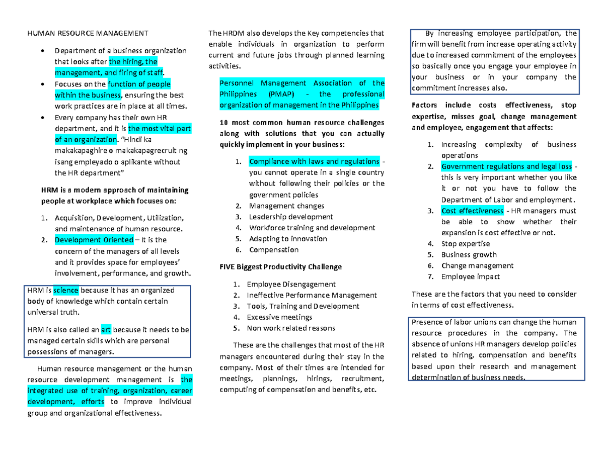 HRM Chapter 1-Introduction to HRM - HUMAN RESOURCE MANAGEMENT ...